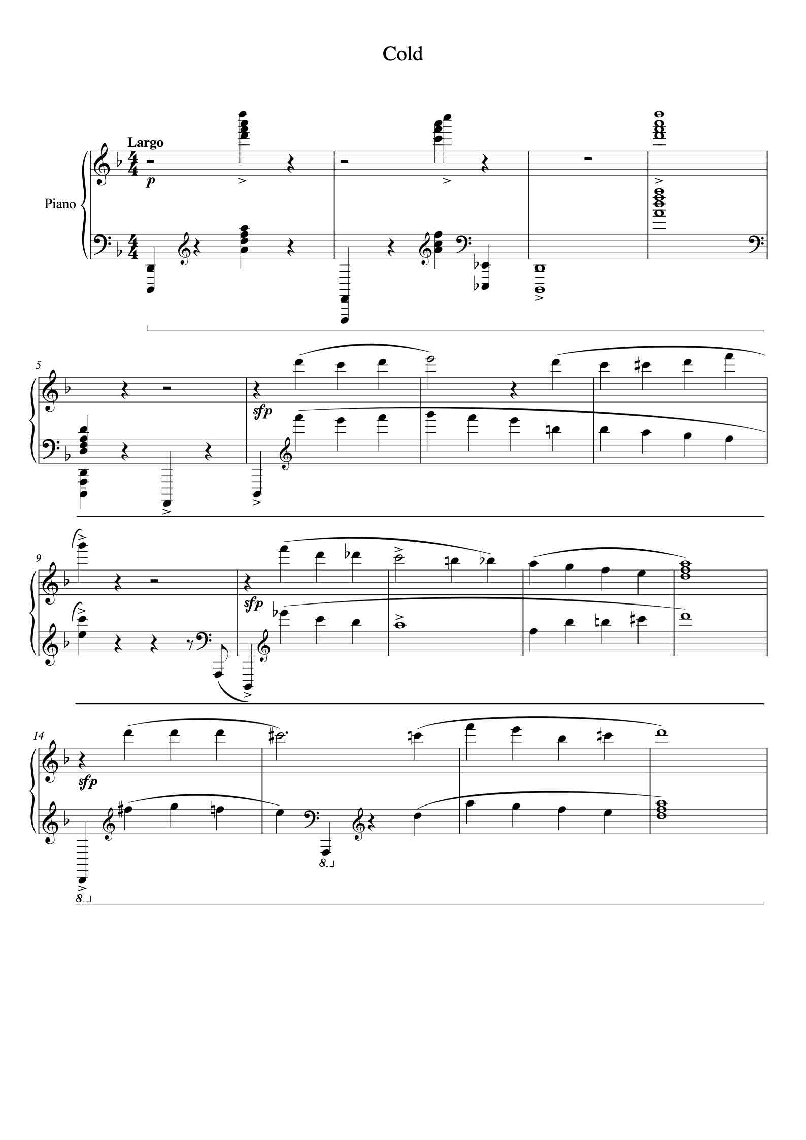 'Cold' - Piano Sheet Music By Miklos Martinko | TOPiano