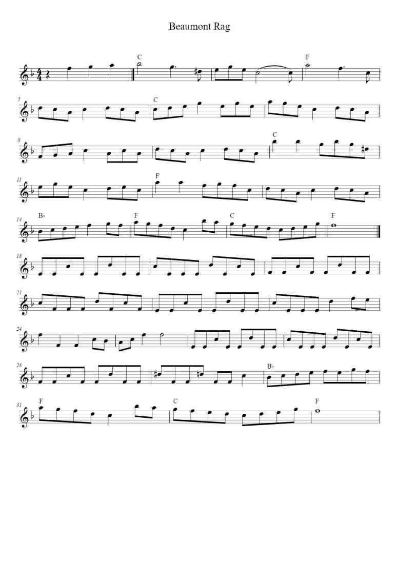 Beaumont Rag钢琴谱 - - free piano sheet music - PiaNoproblem