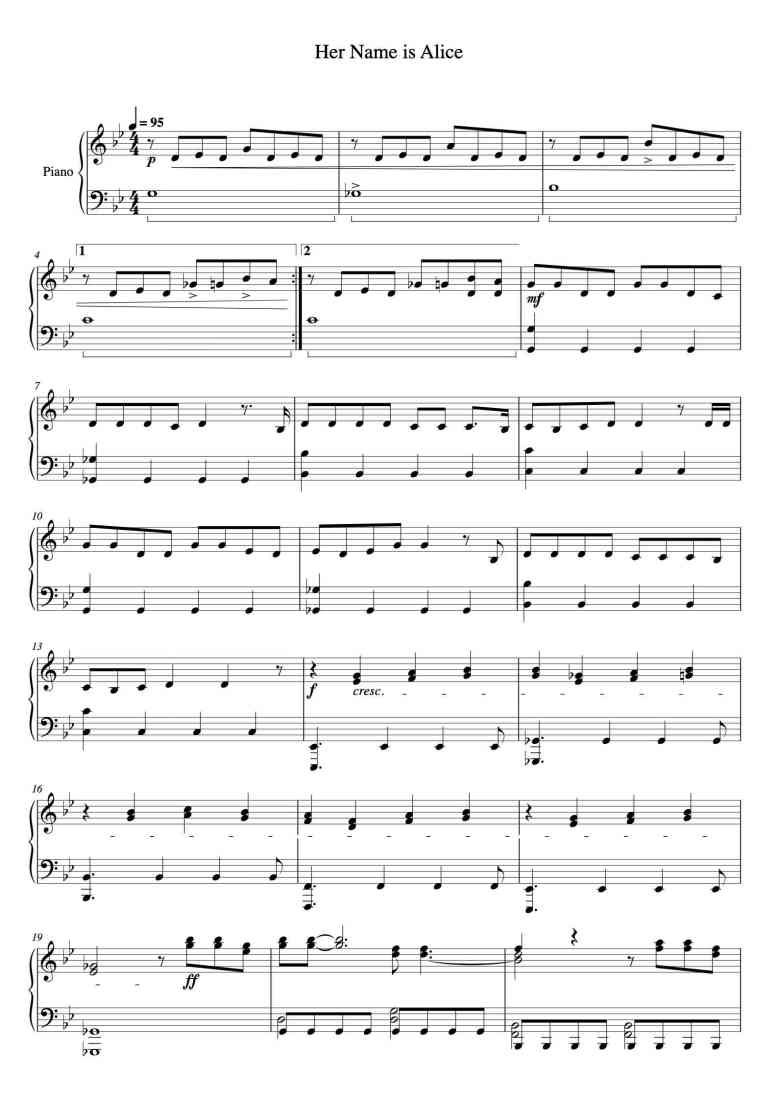 'Her Name is Alice' - Piano Sheet Music By Panold | TOPiano