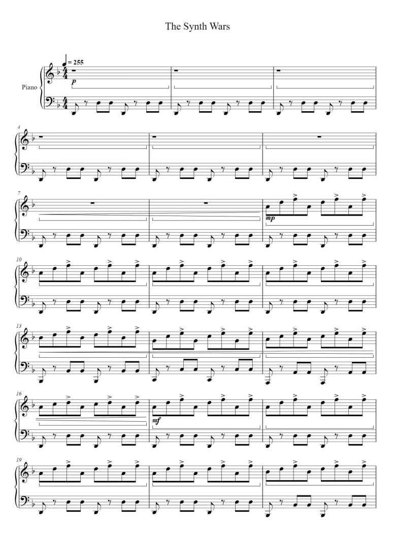 'The Synth Wars' - Piano Sheet Music By Music by Jack O' Reilly | TOPiano