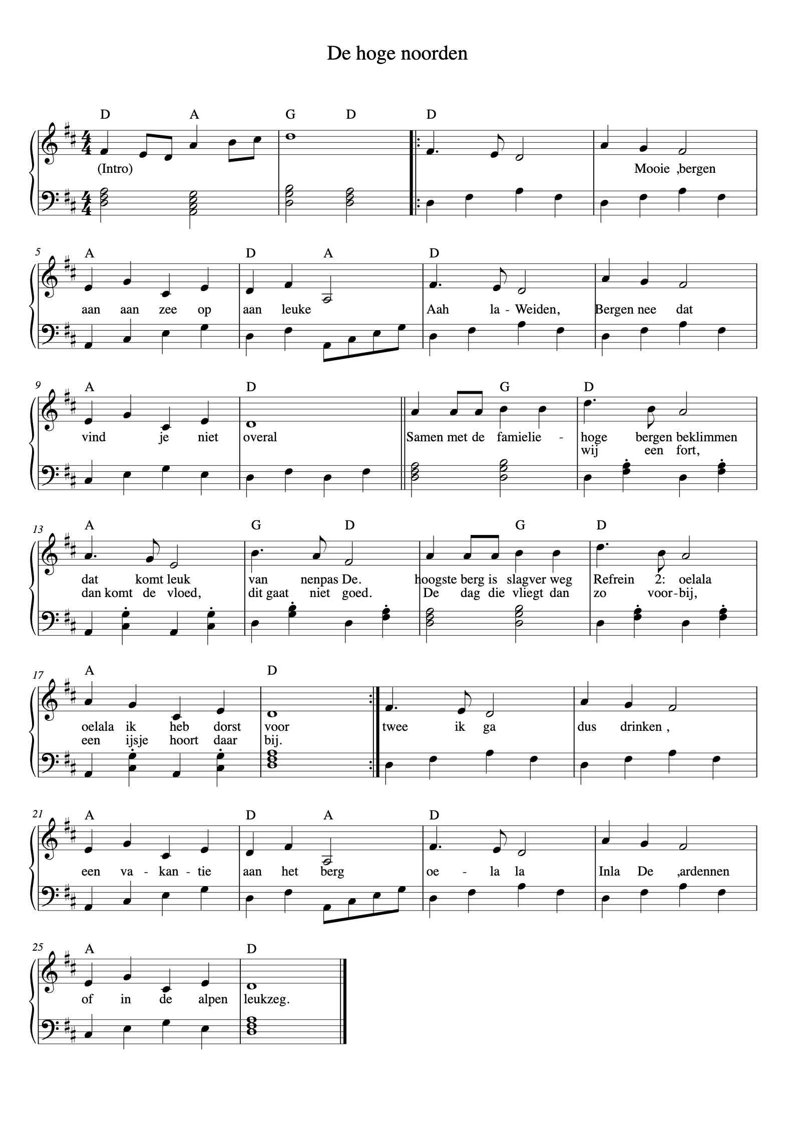 'De hoge noorden' - Piano Sheet Music By Tekst en muziek: Marius en ...