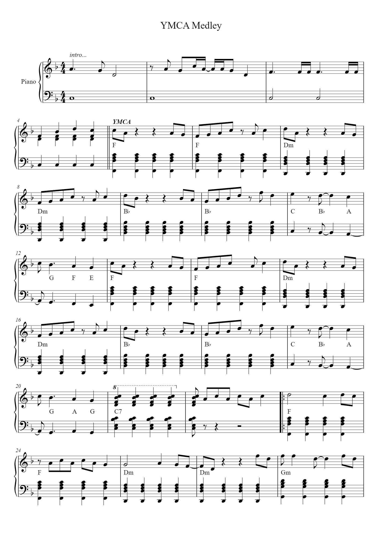 'YMCA Medley' - Piano Sheet Music By xxx | TOPiano