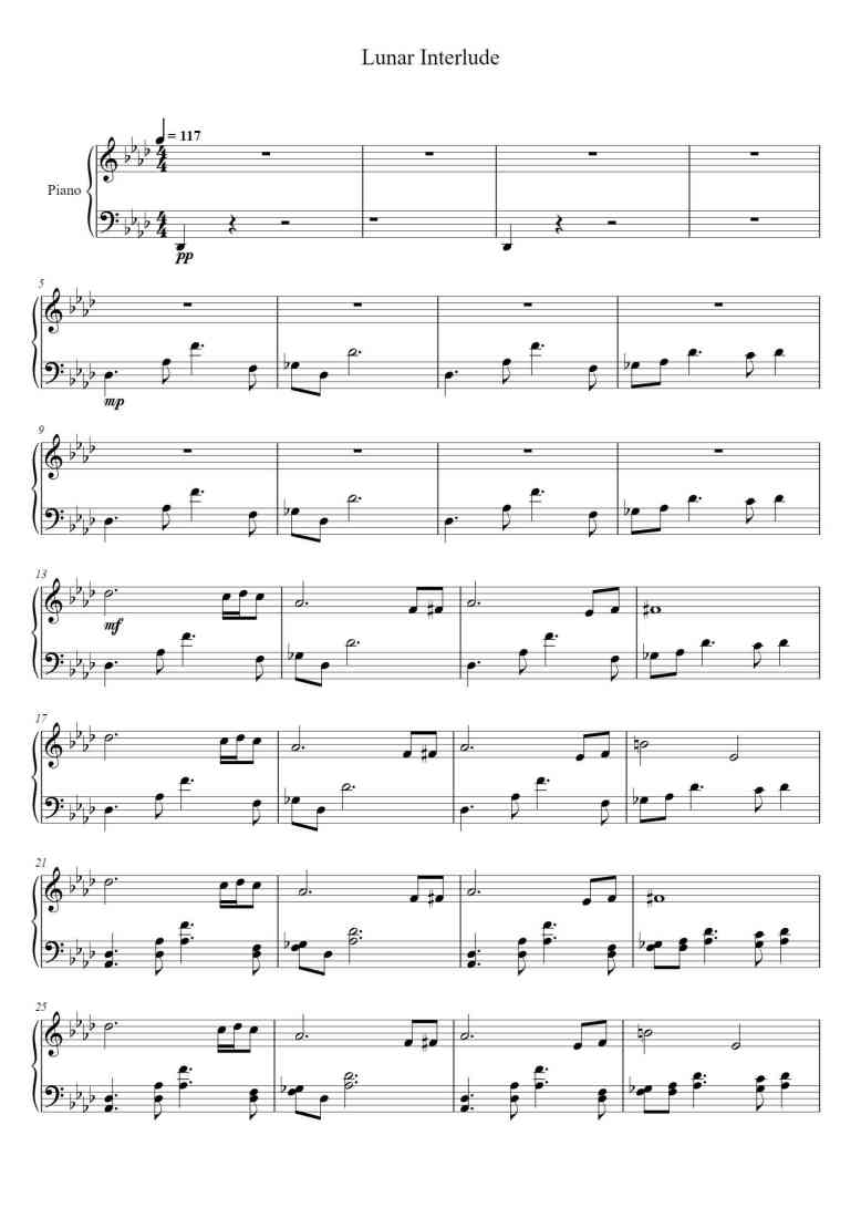 'Lunar Interlude' - Piano Sheet Music By Chamond Warkyle | TOPiano