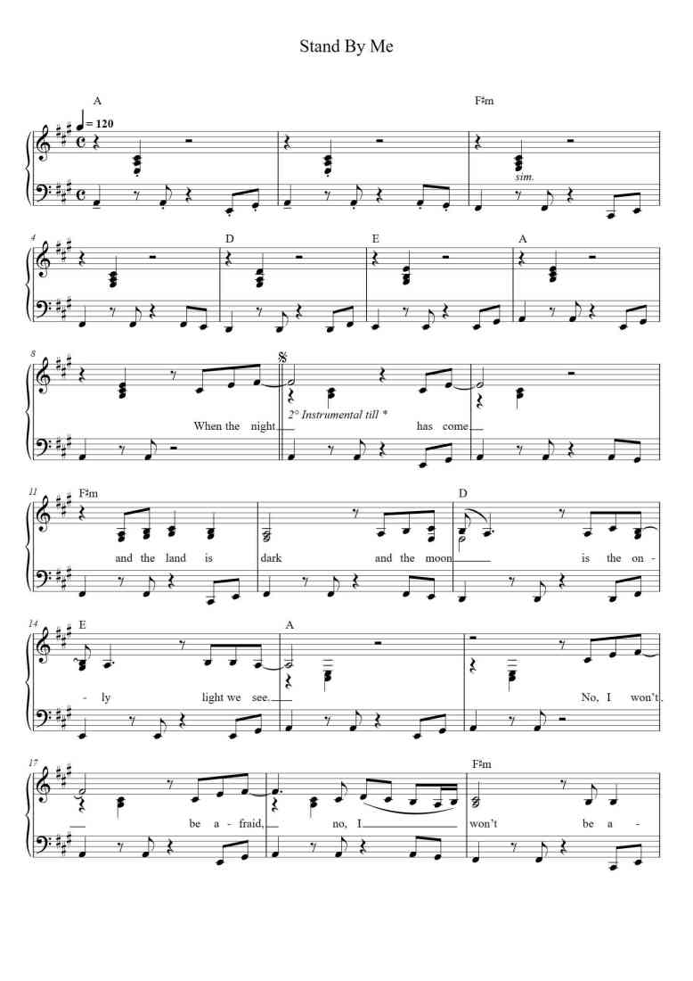 'Stand By Me' - Piano Sheet Music By Words & Music by Ben E. King ...
