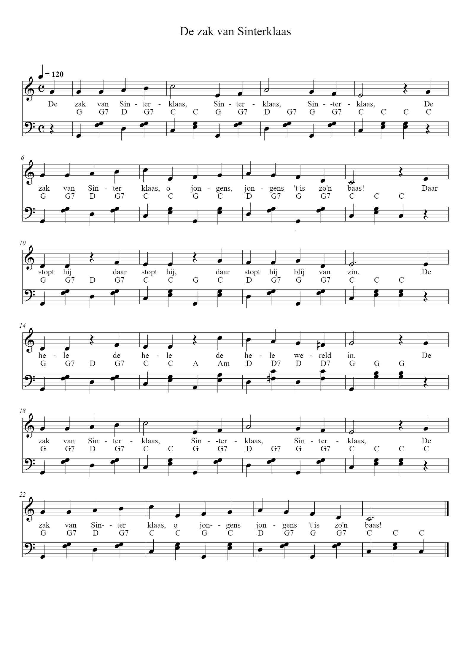 De zak van Sinterklaas钢琴谱 - Score editor W.Spierenburg - free piano ...