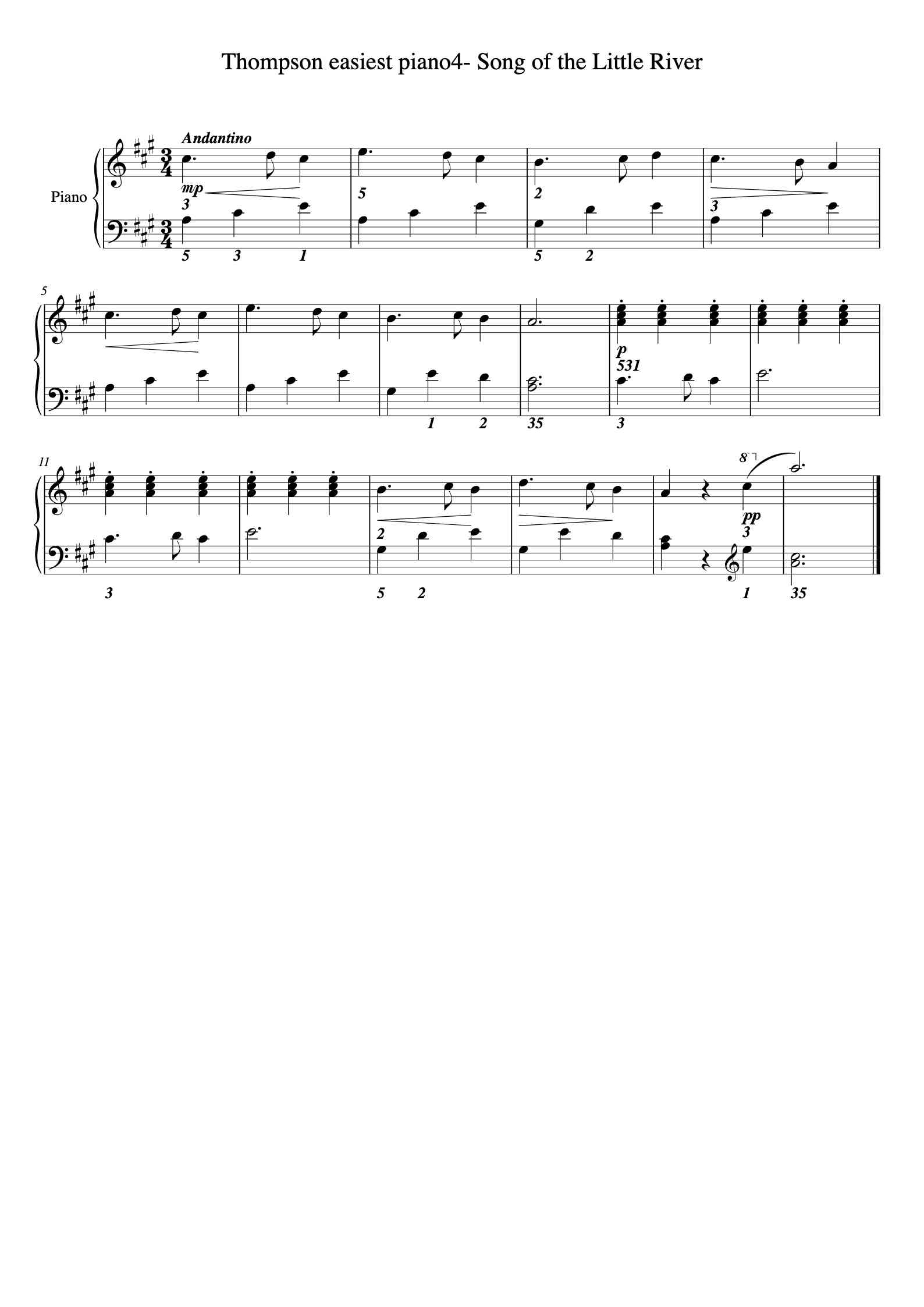 'Thompson easiest piano4- Song of the Little River' - Piano Sheet Music ...