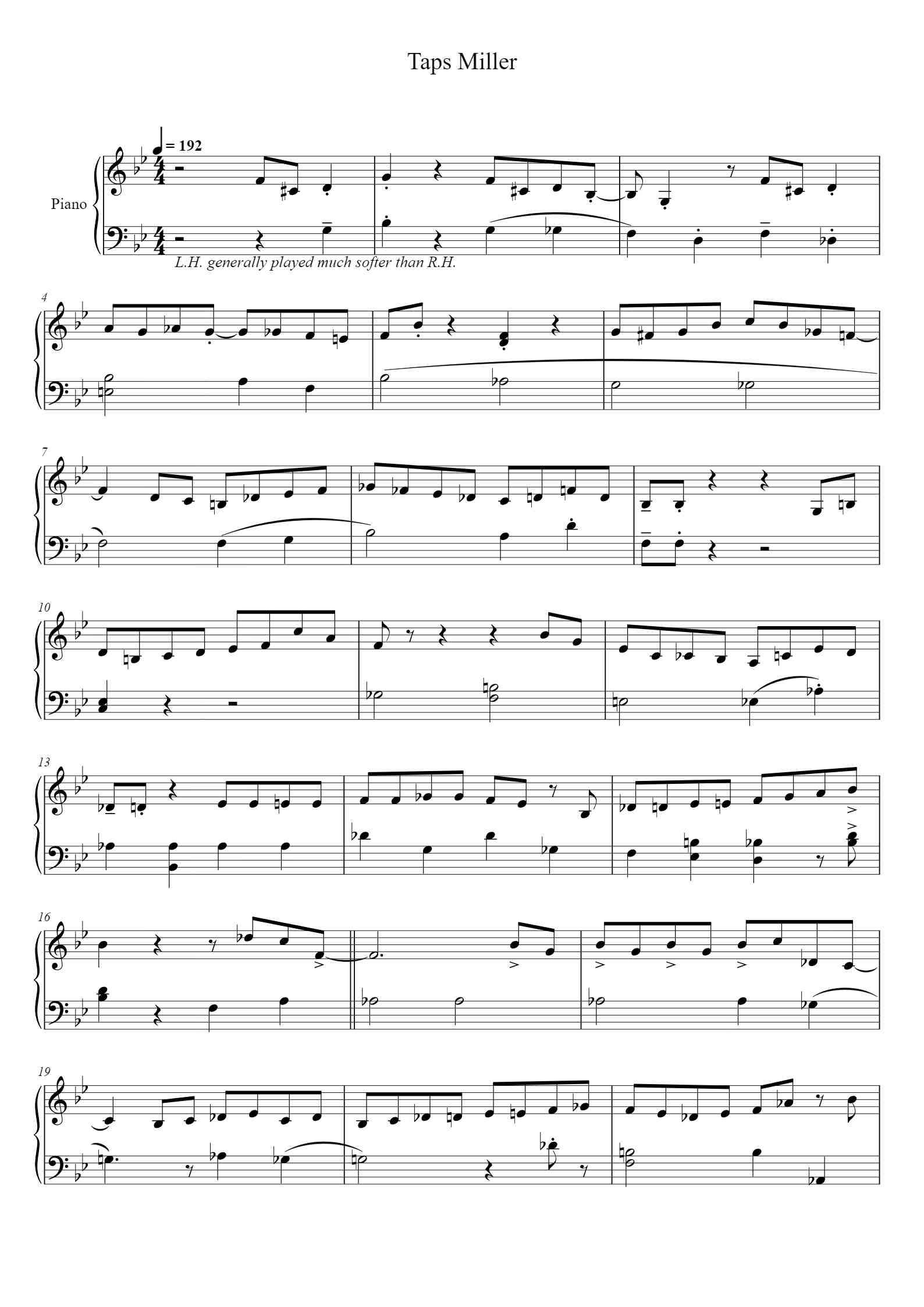 'Taps Miller' - Piano Sheet Music By Buck Clayton | TOPiano