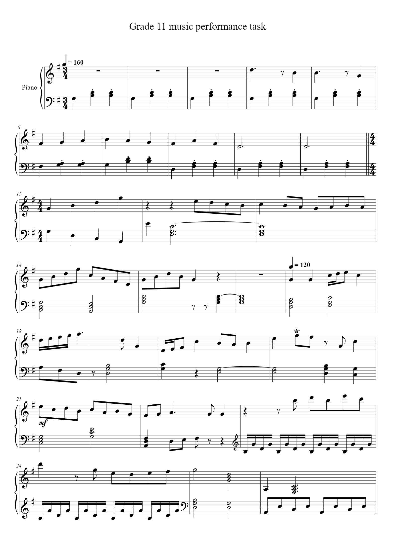 'Grade 11 music performance task' - Piano Sheet Music By Shoshana ...