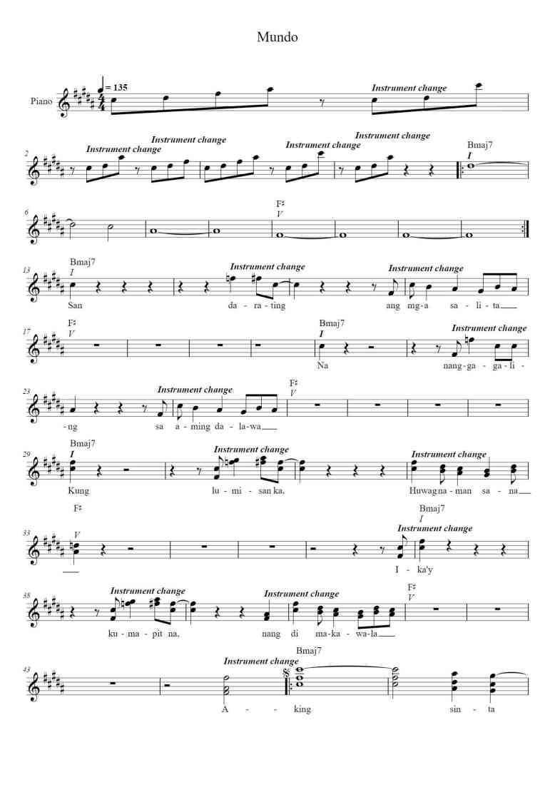 'Mundo' - Piano Sheet Music By Transcribed by J.R. Lopez | TOPiano