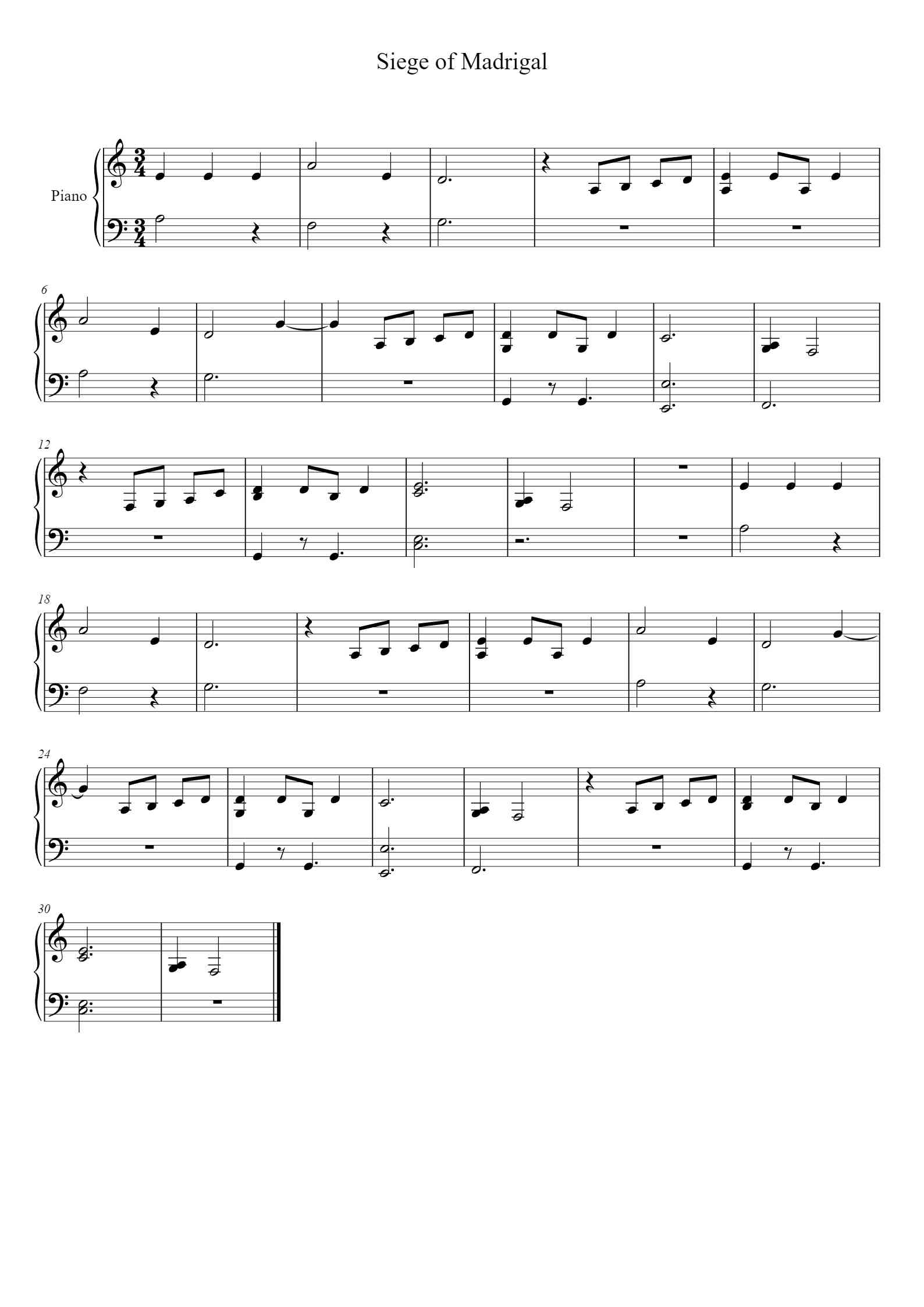 'Siege of Madrigal' - Piano Sheet Music By Martin O'Donnell | TOPiano