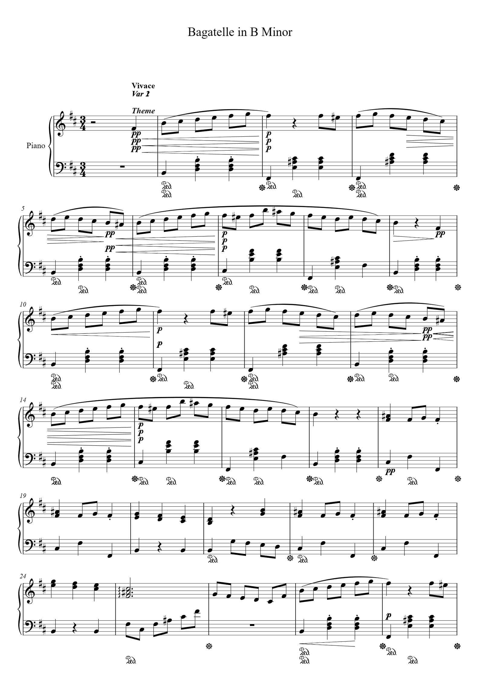 'Bagatelle in B Minor' - Piano Sheet Music By Dylan Rhys Freeman | TOPiano