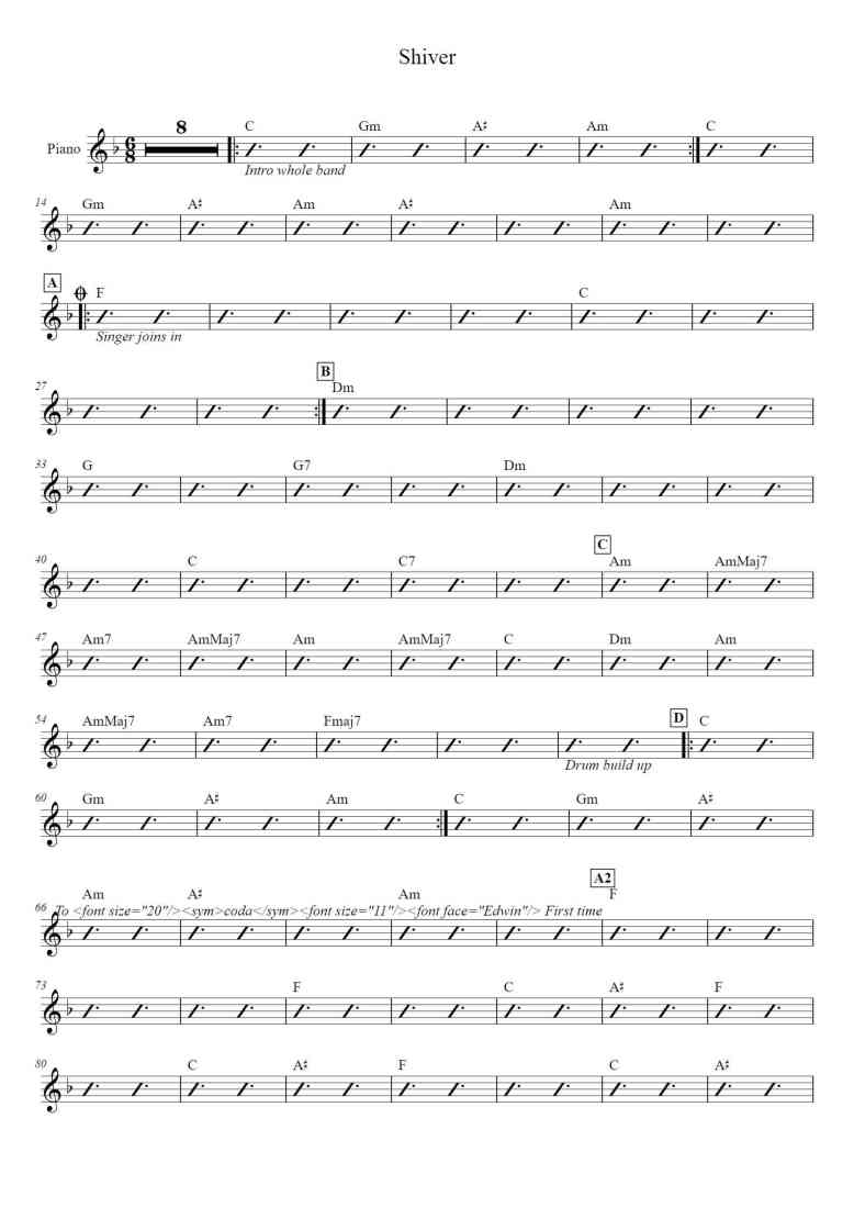 'Shiver' - Piano Sheet Music By Coldplay | TOPiano