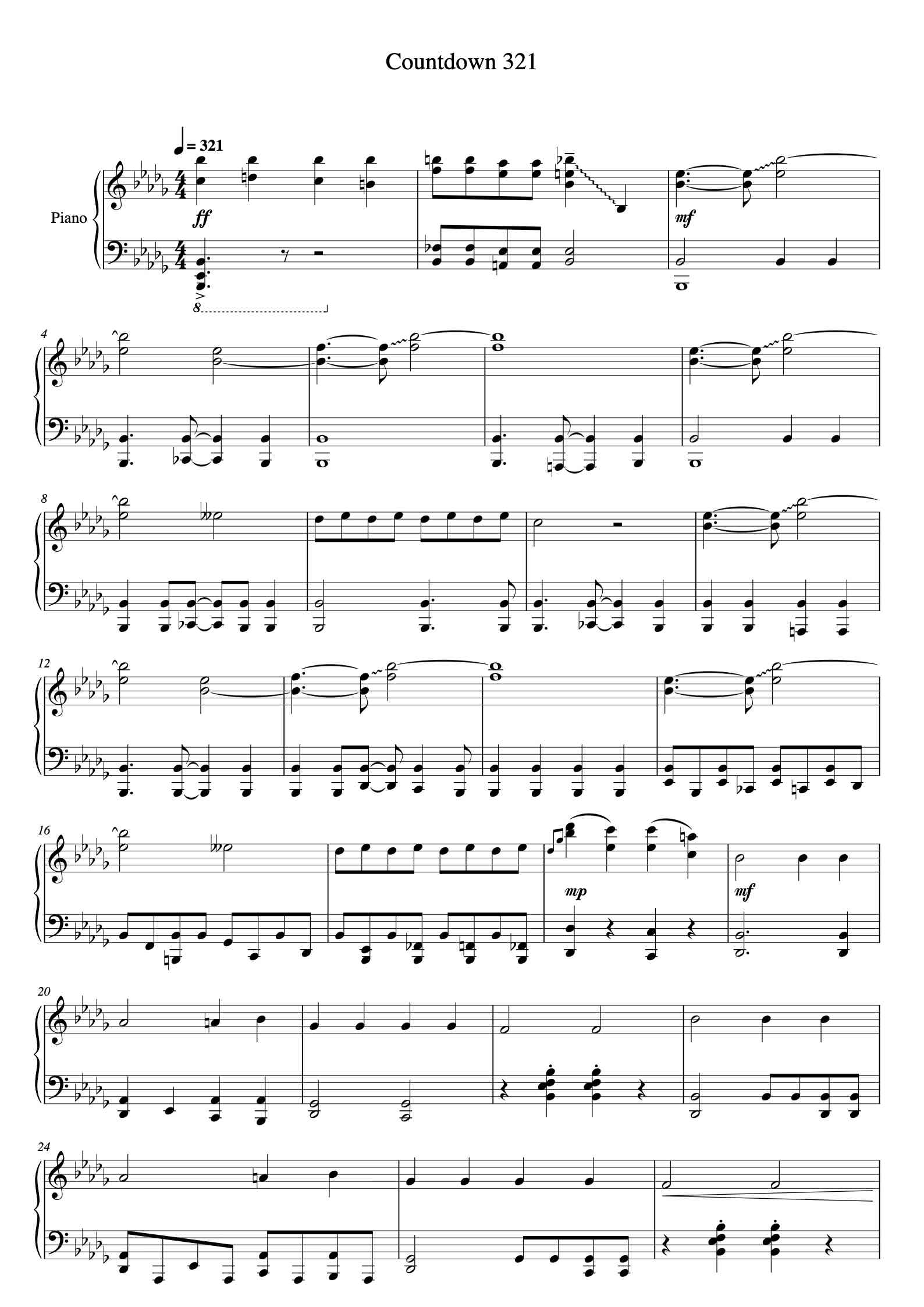'Countdown 321' - Piano Sheet Music By t+pazolite | TOPiano