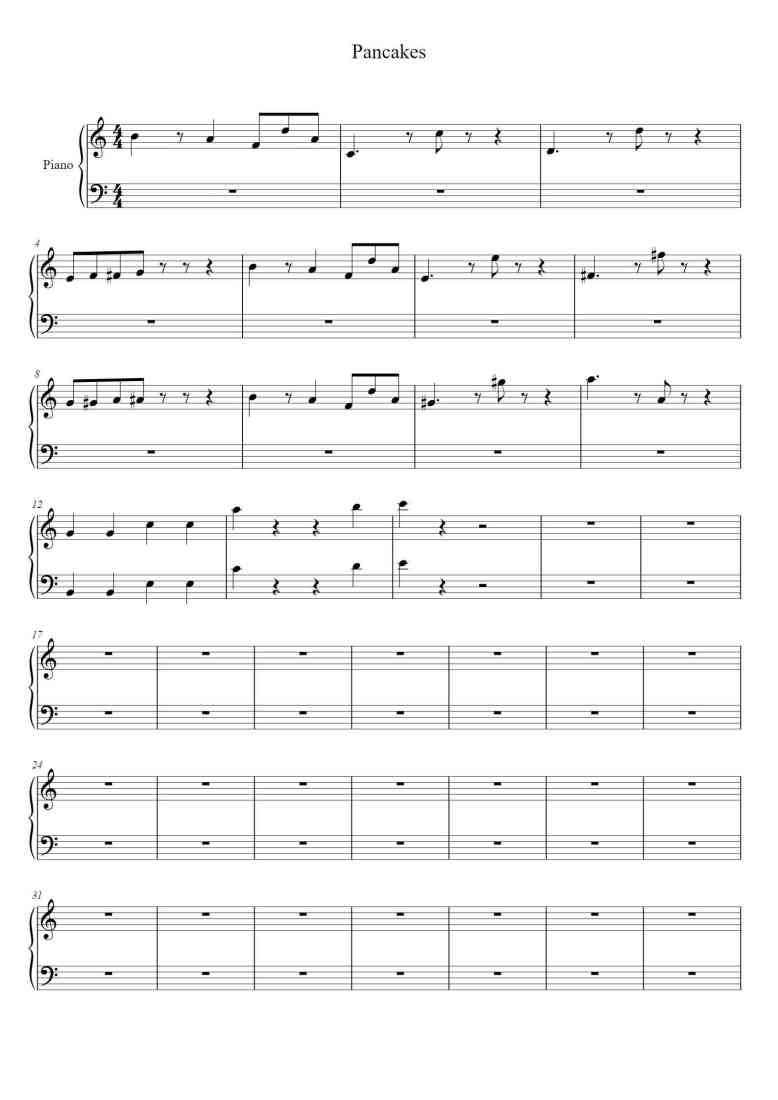 'Pancakes' - Piano Sheet Music By xxx | TOPiano