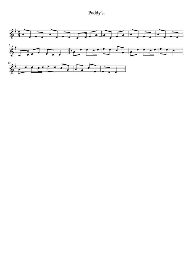 'Paddy's' - Piano Sheet Music By xxx | TOPiano