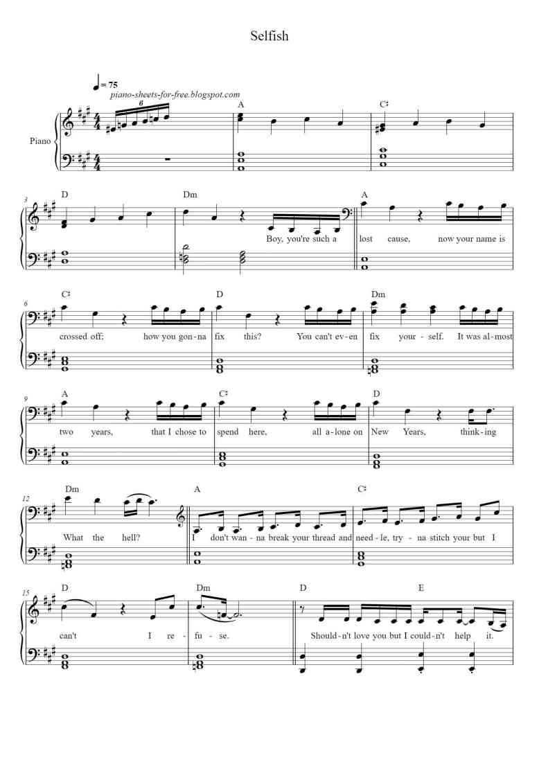 'Selfish' - Piano Sheet Music By Madison Beer | TOPiano