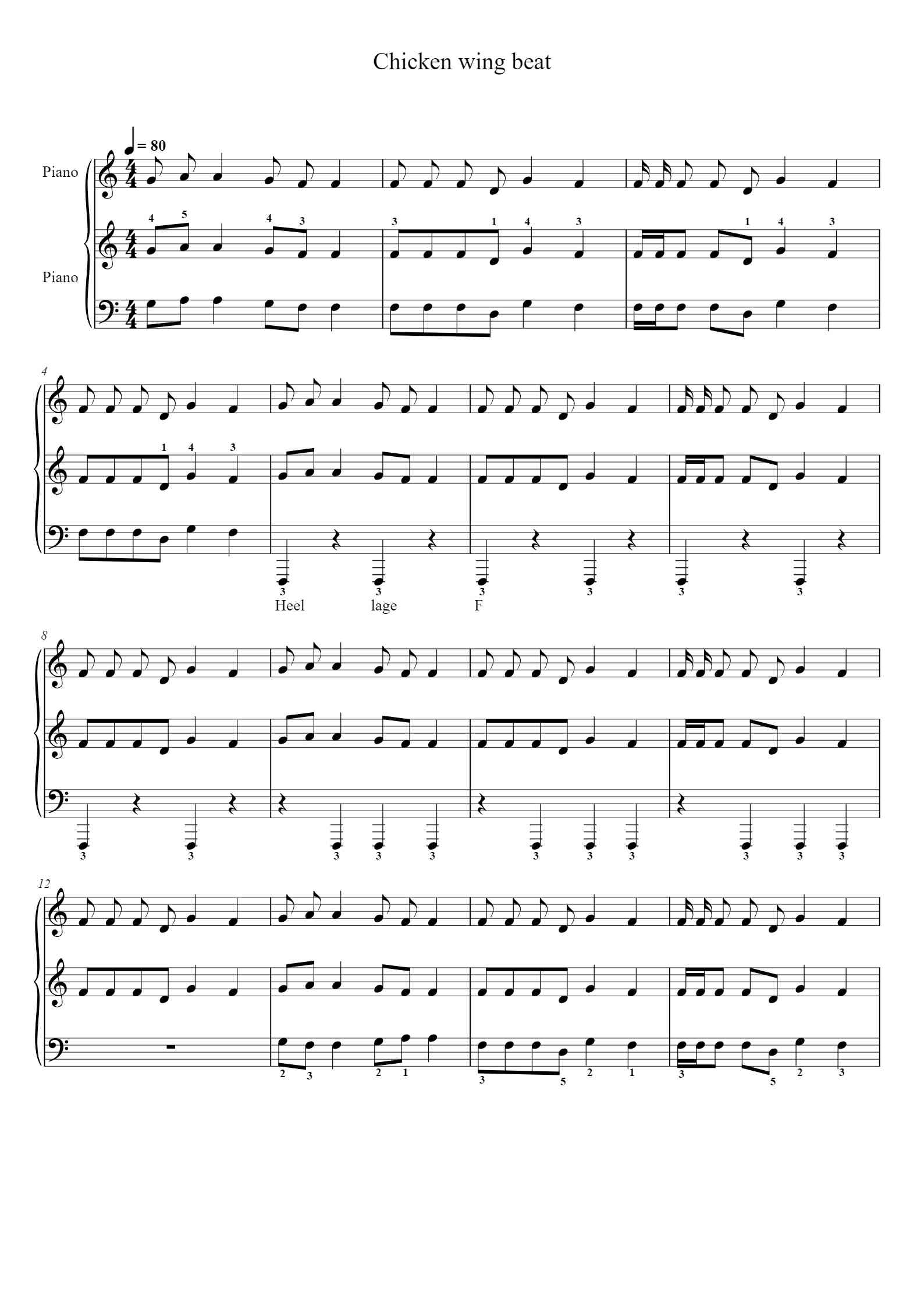 'Chicken wing beat' - Piano Sheet Music By Composer: BENJIx arr ...