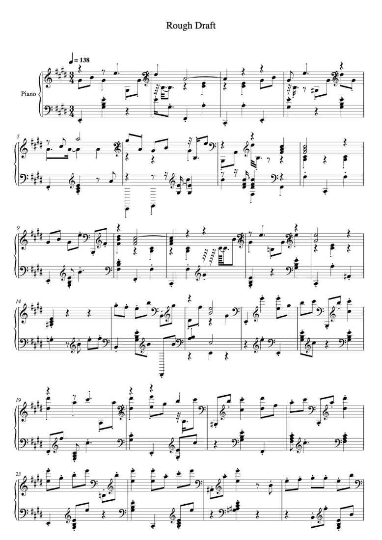 'Rough Draft' - Piano Sheet Music By xxx | TOPiano
