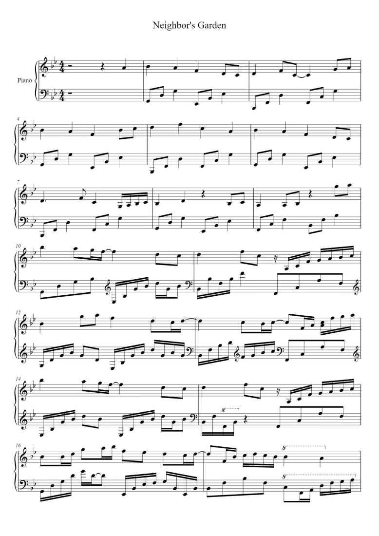 'Neighbor s Garden' - Piano Sheet Music By 羽肿 | TOPiano