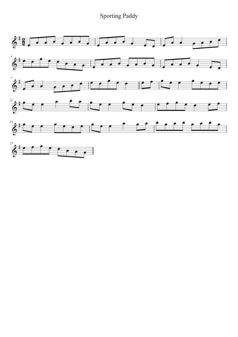 Sporting Paddy钢琴谱 - - free piano sheet music - PiaNoproblem