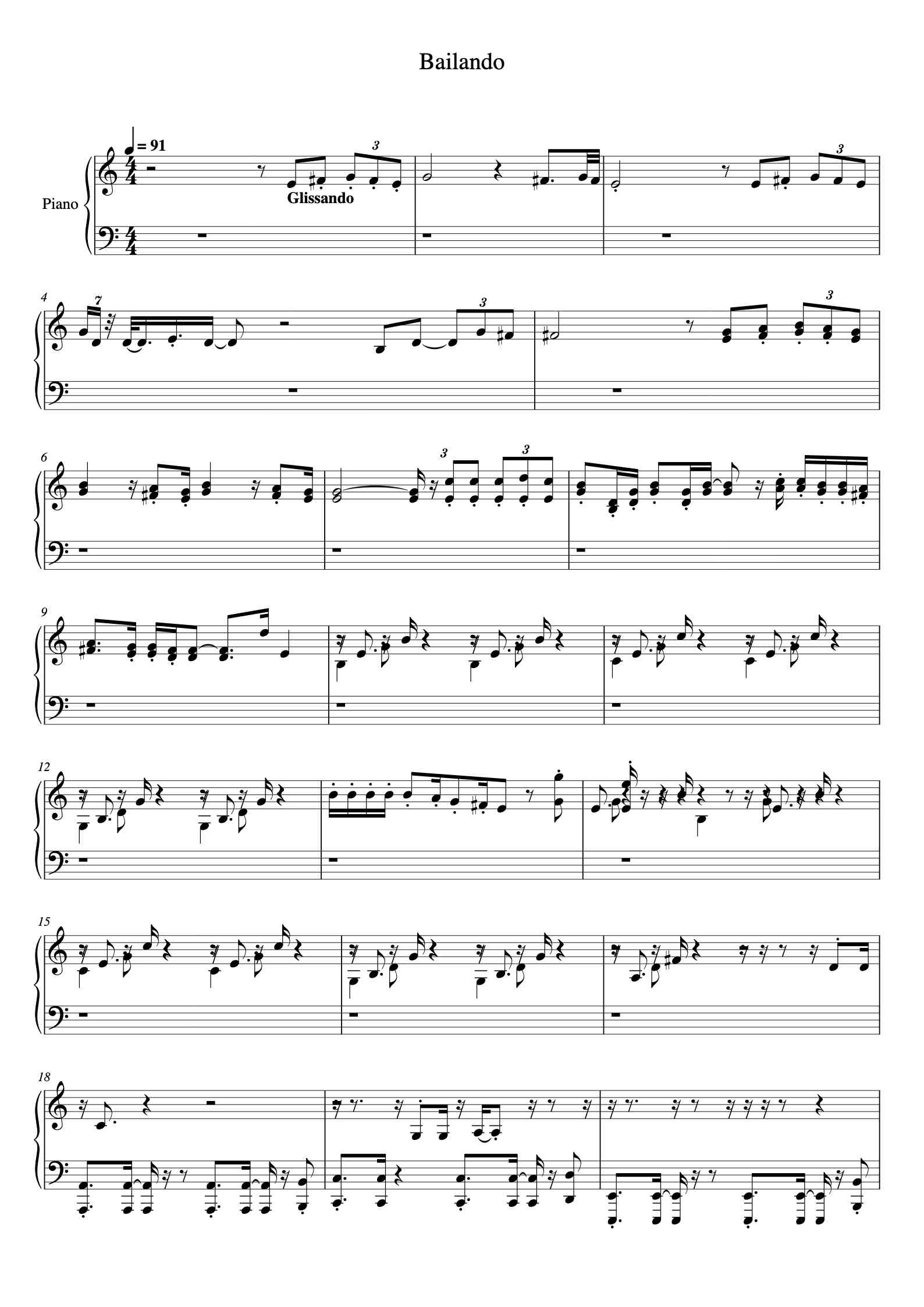 'Bailando - Enrique Iglesias' - Piano Sheet Music By Enrique Iglesias ...