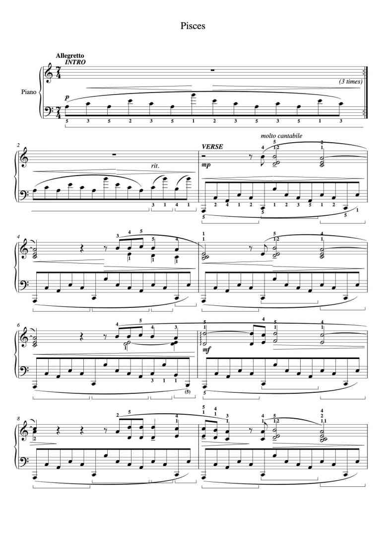 'Pisces' - Piano Sheet Music By Doblack Regreen | TOPiano