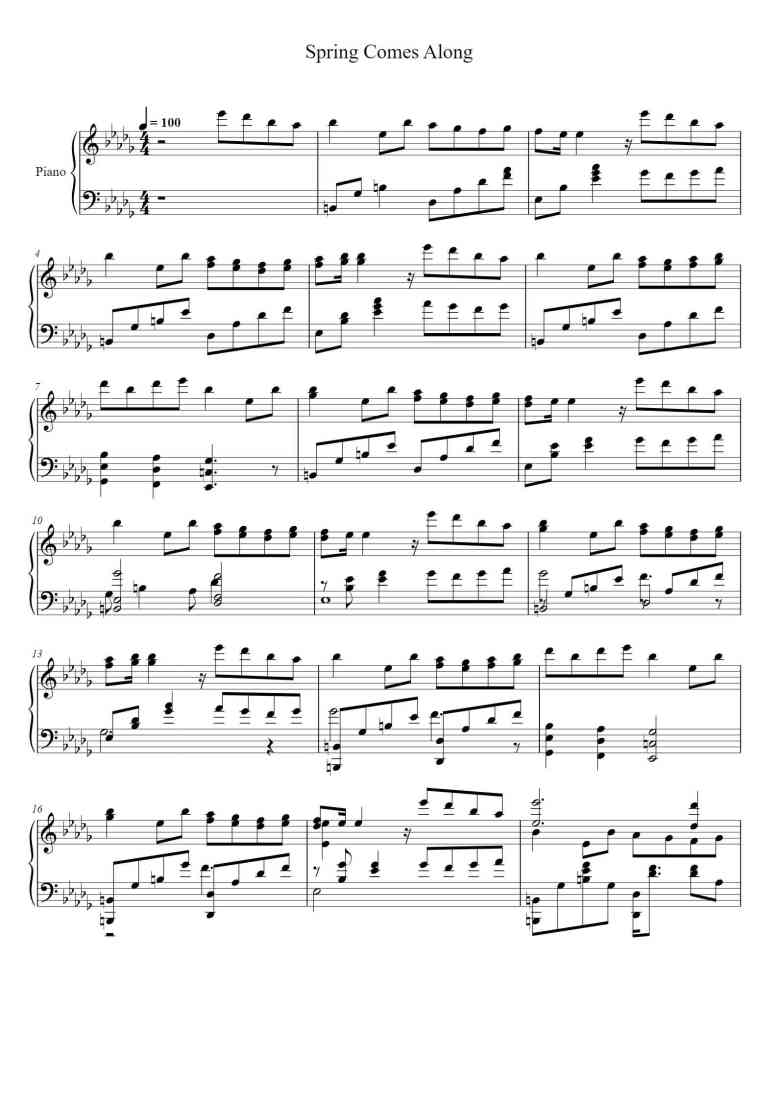 'spring comes along东方同人-Masayoshi Minoshima' - Piano Sheet Music By ...