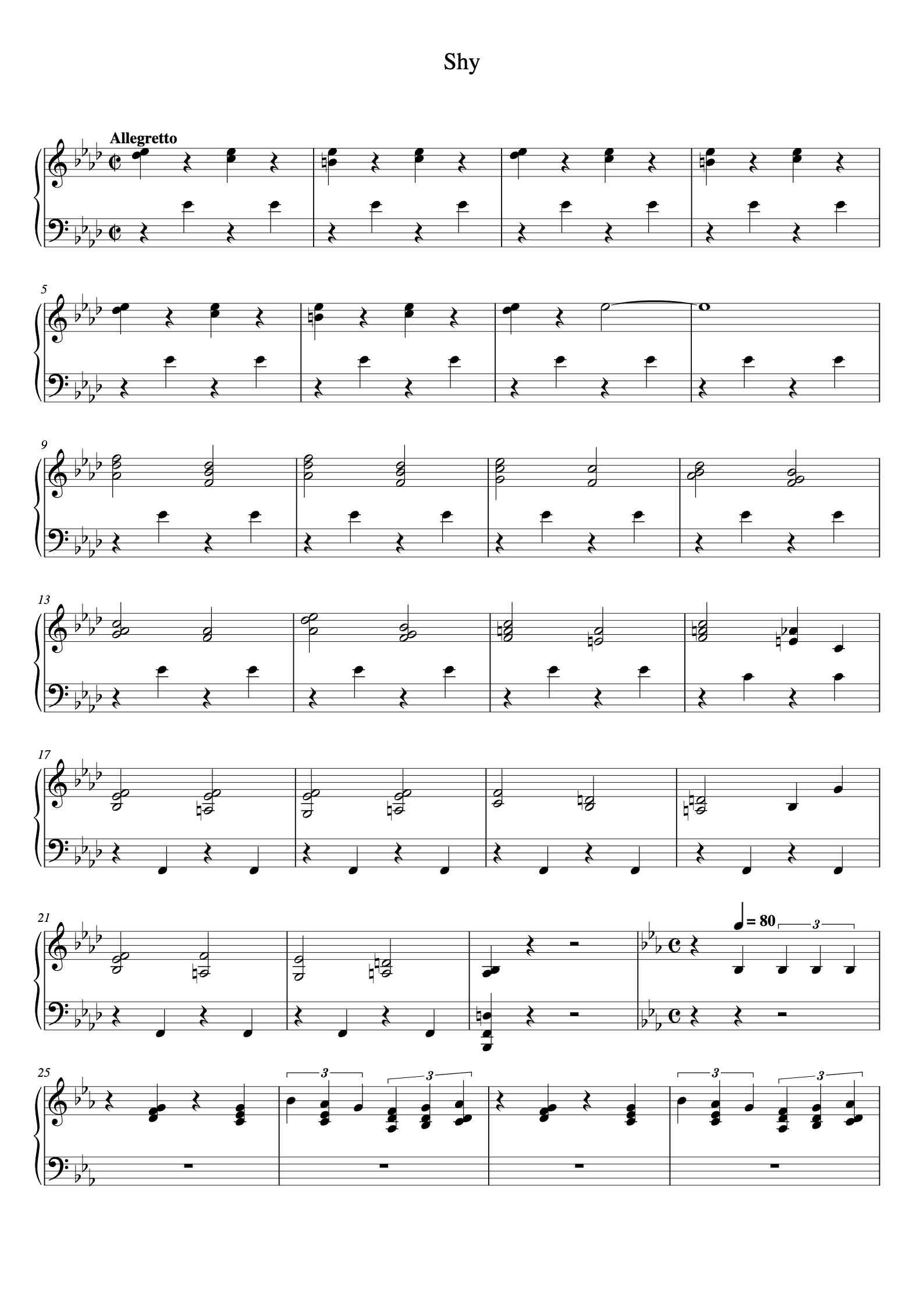 'Shy' - Piano Sheet Music By MARY RODGERS | TOPiano