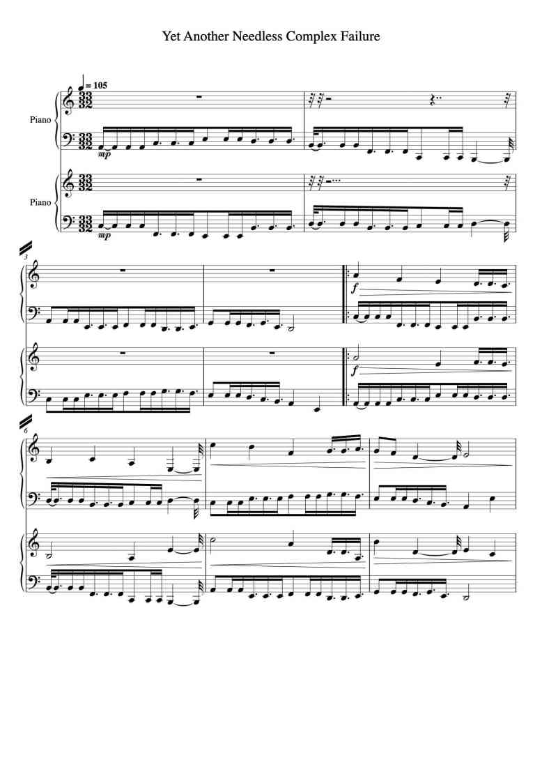 'Yet Another Needless Complex Failure' - Piano Sheet Music By Isaac ...