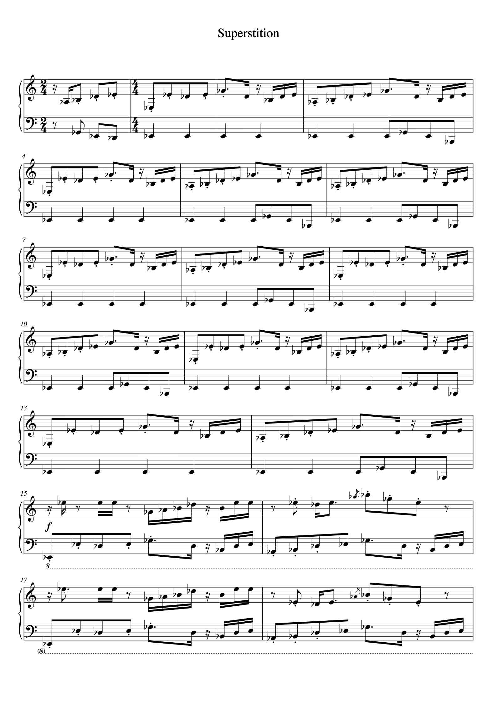 'Superstition' - Piano Sheet Music By Stevie Wonder Arr by Kun Huang ...