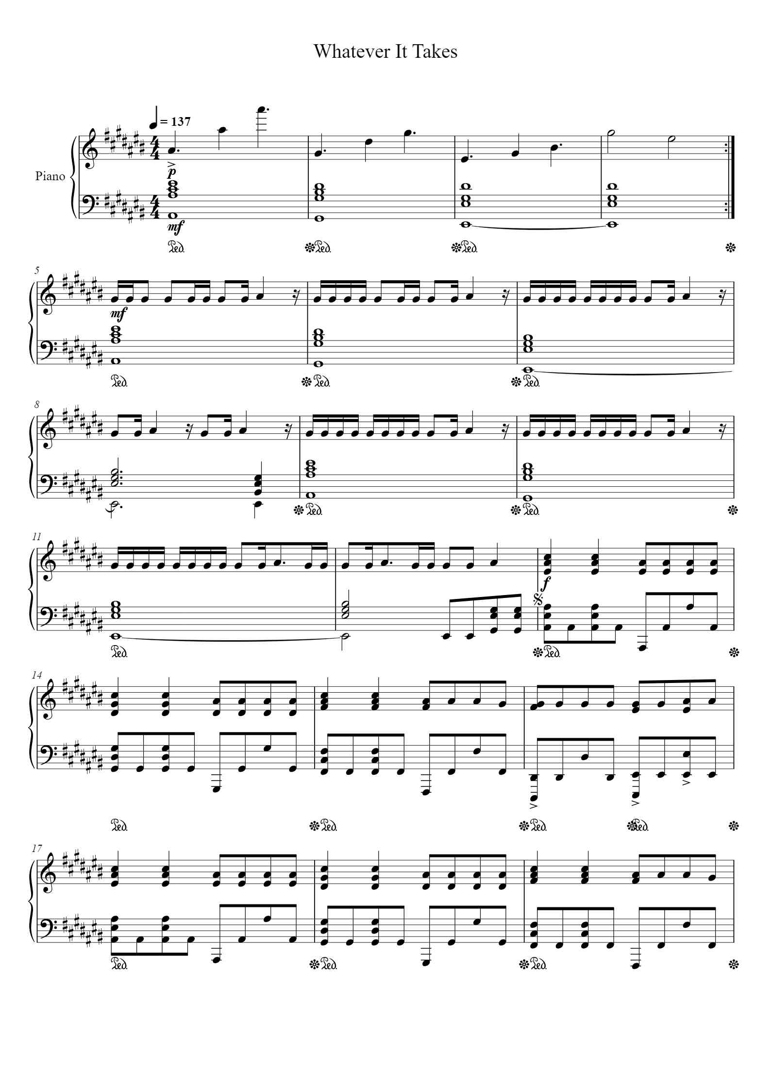 'Whatever It Takes-Imagine Dragons' - Piano Sheet Music By Dan Reynolds ...
