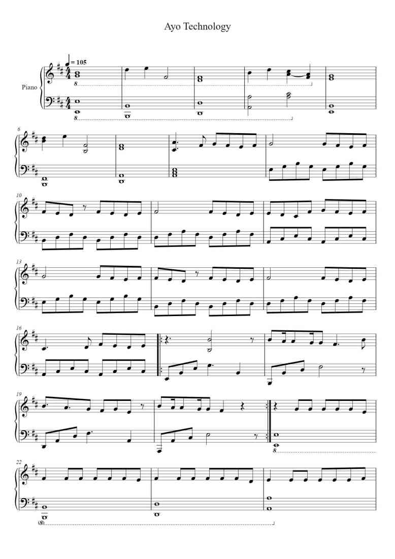 'Ayo Technology' - Piano Sheet Music By Berphen | TOPiano