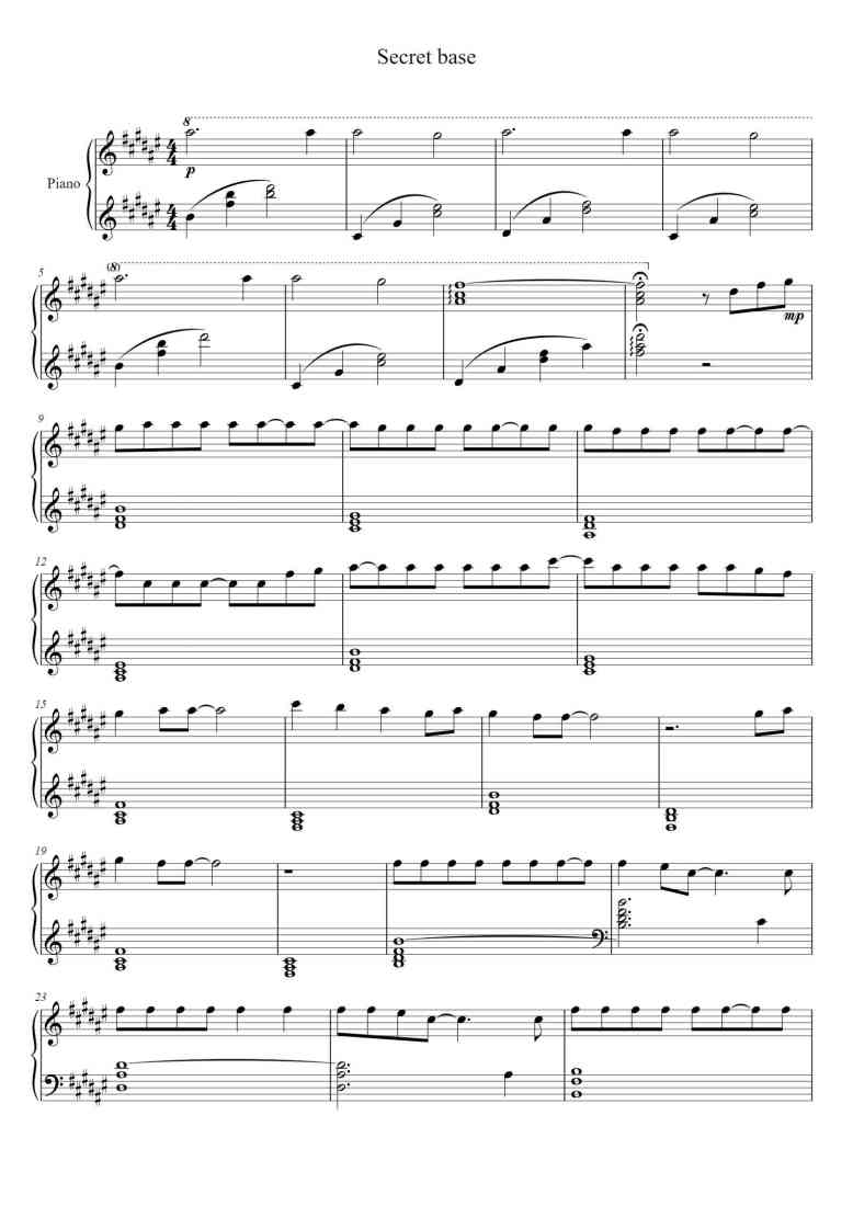 'Secret base' - Piano Sheet Music By xxx | TOPiano