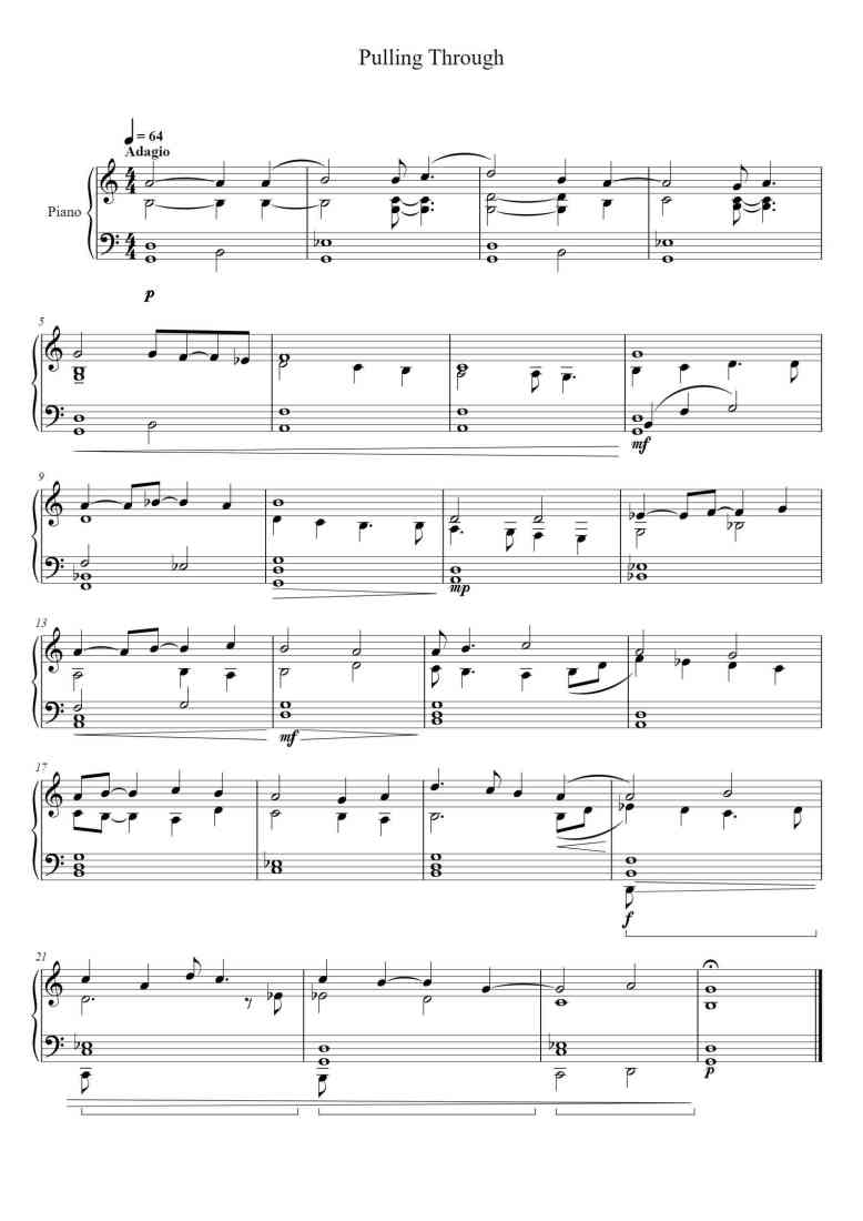 'Pulling Through' - Piano Sheet Music By Calvin Peralta | TOPiano