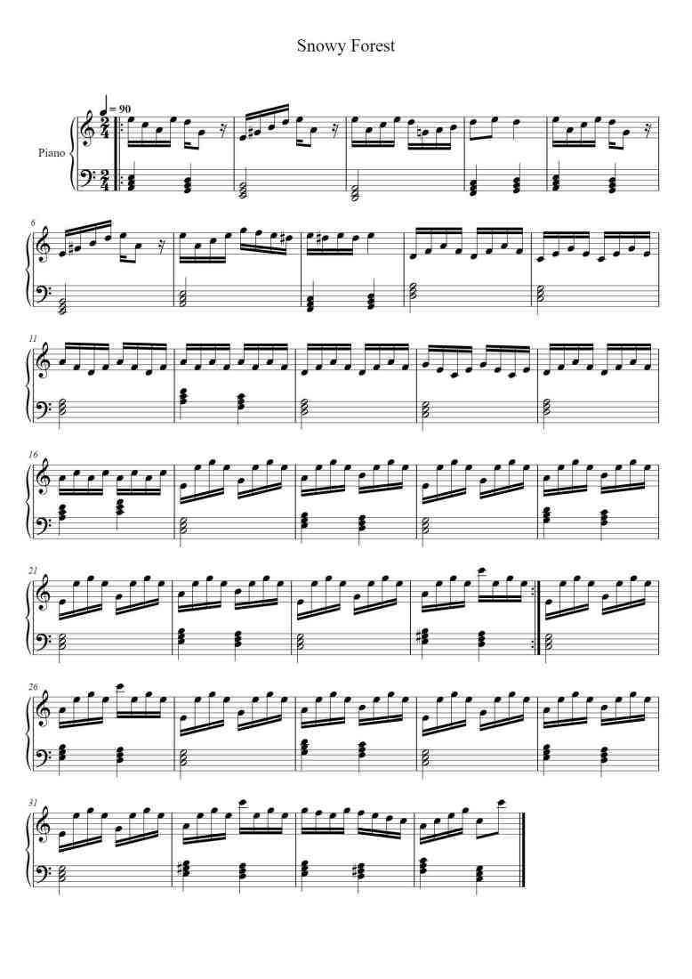 'Snowy Forest' - Piano Sheet Music By Макаров П. | TOPiano