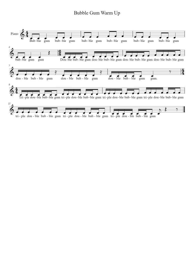 'Bubble Gum Warm Up' - Piano Sheet Music By Composer | TOPiano