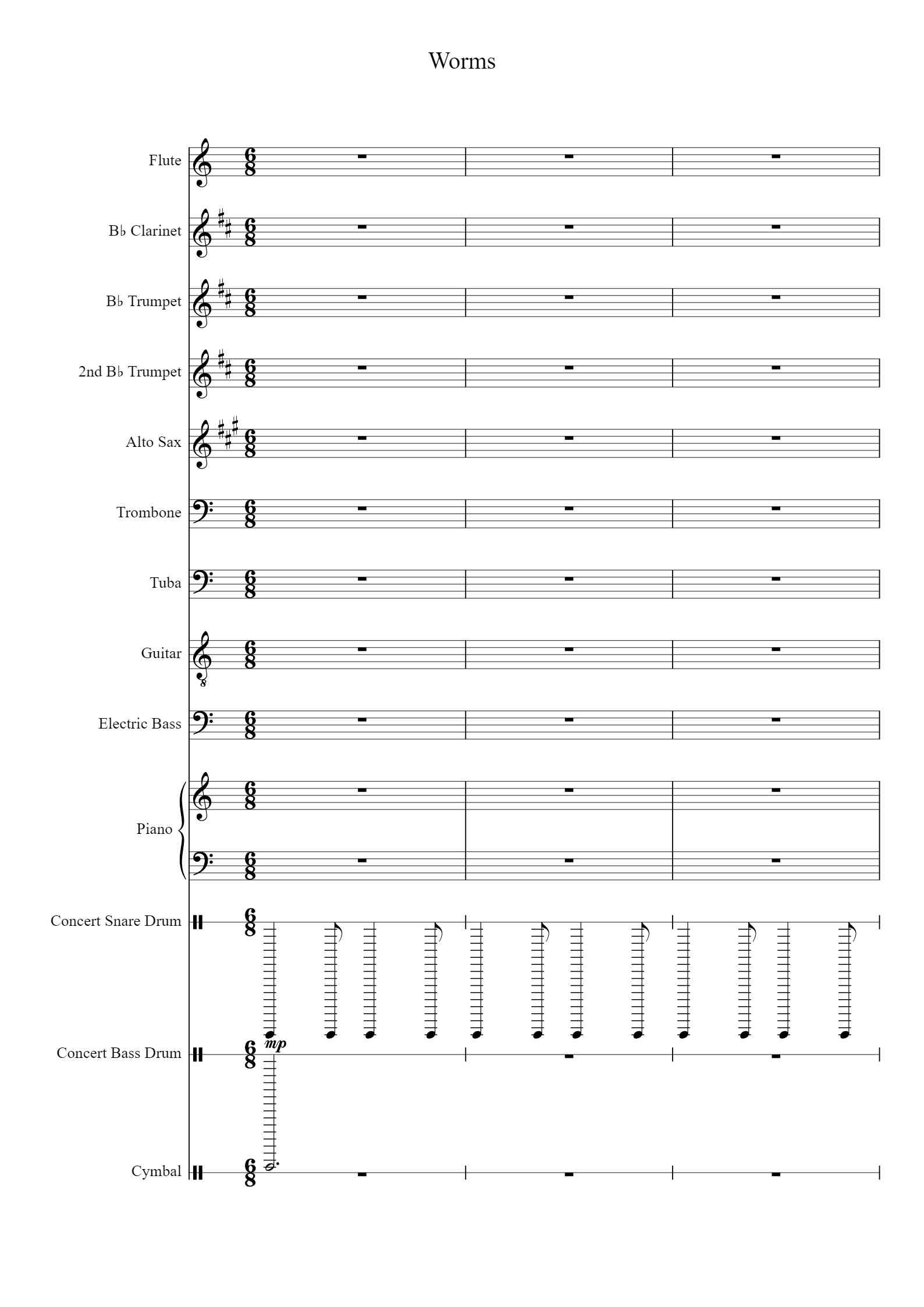 'Worms' - Piano Sheet Music By Caden Cuff | TOPiano