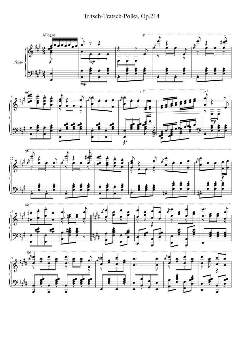 Tritsch-Tratsch-Polka, Op. 214钢琴谱 - Johann Strauss II (1825-1899 ...