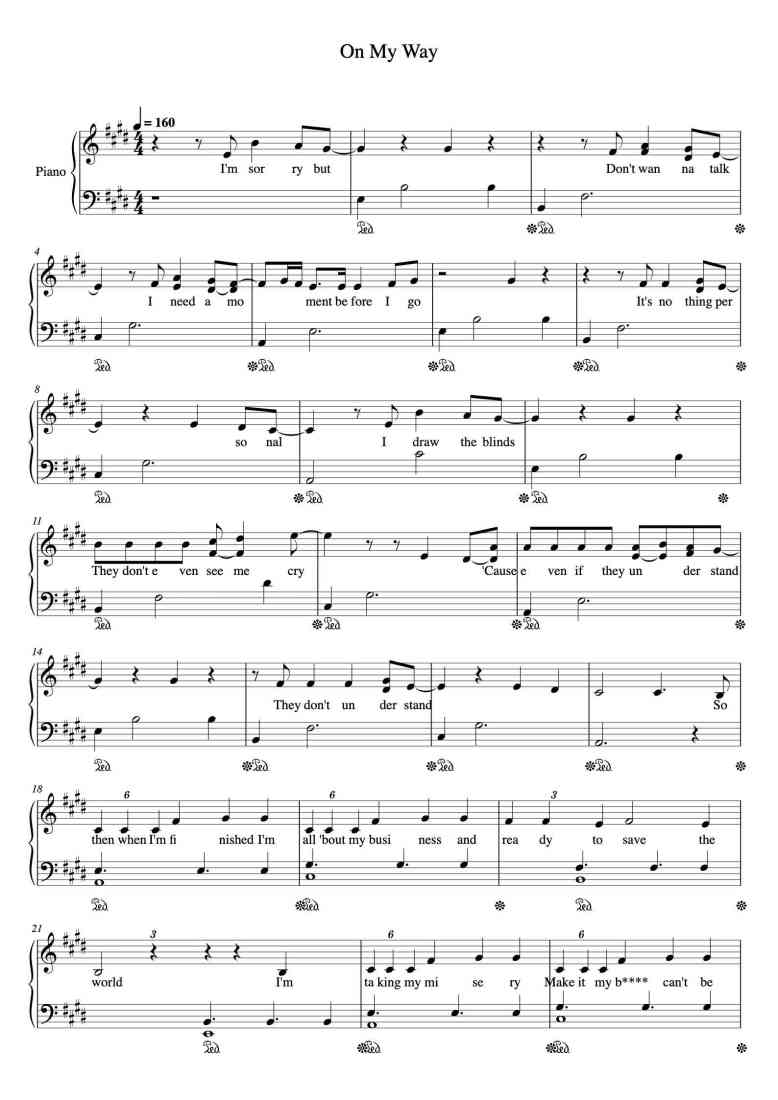 'On My Way' - Piano Sheet Music By Alan Walker/Anton Rundberg/Julia ...