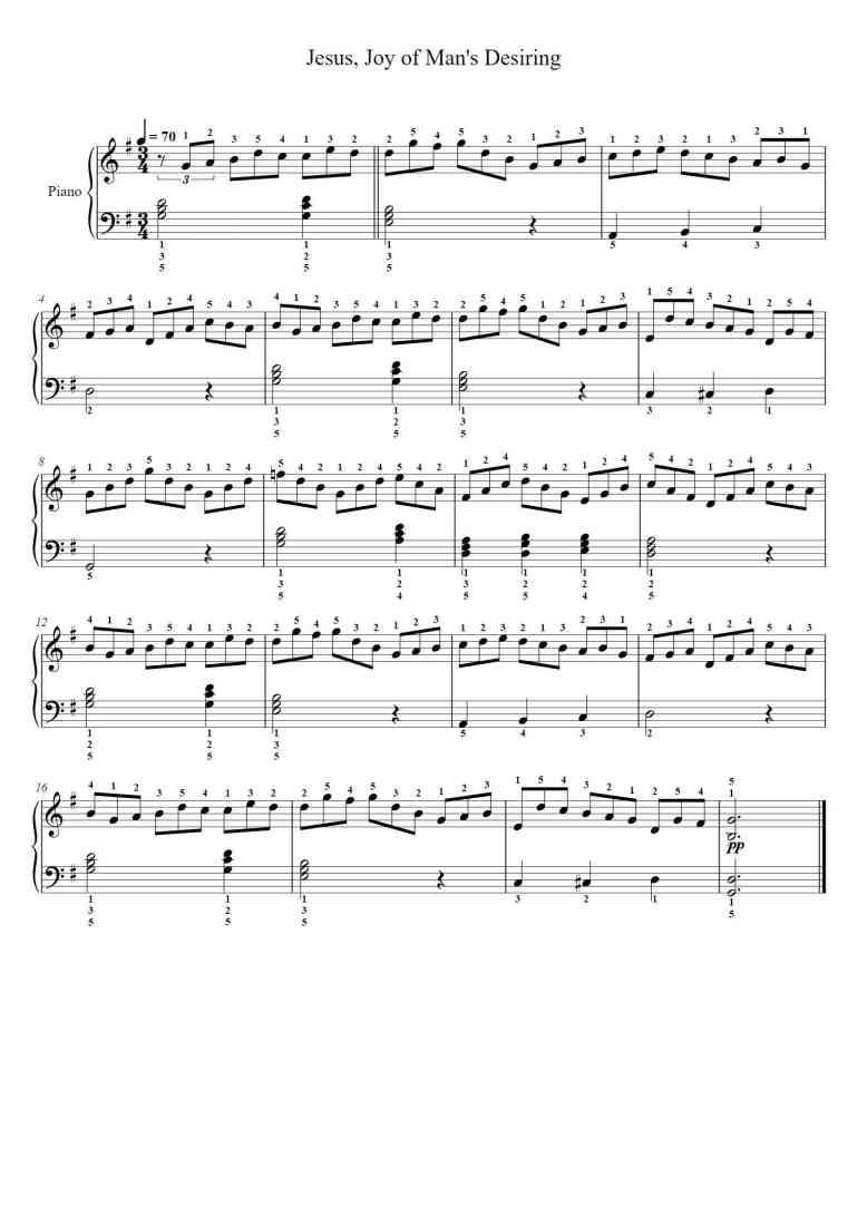 'Jesu, Joy of Man's Desiring from Cantata BWV 147' - Piano Sheet Music ...