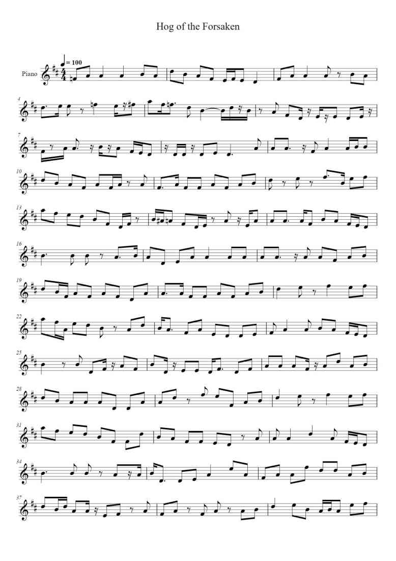 'Hog of the Forsaken' - Piano Sheet Music By Composer - Michael Hurley ...
