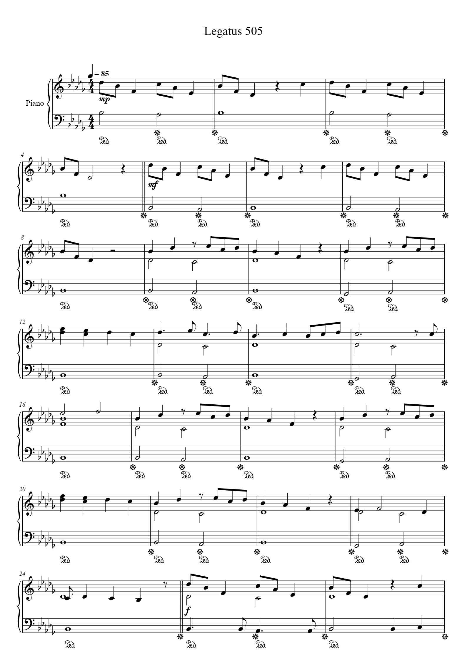 '505' - Piano Sheet Music By Arr. GRB Theologus | TOPiano