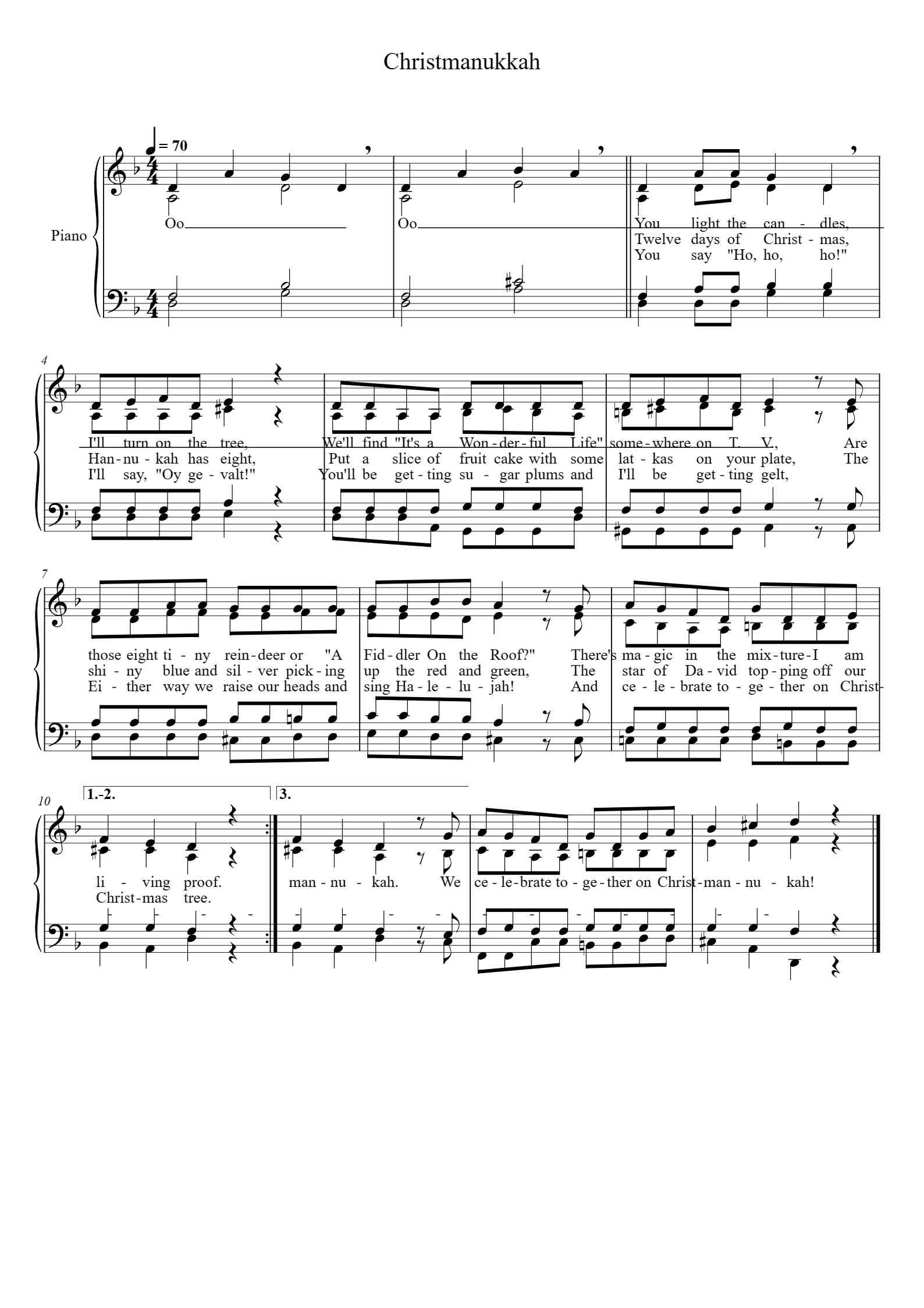 'Christmanukkah' - Piano Sheet Music By Aaron Cadam Samuels | TOPiano