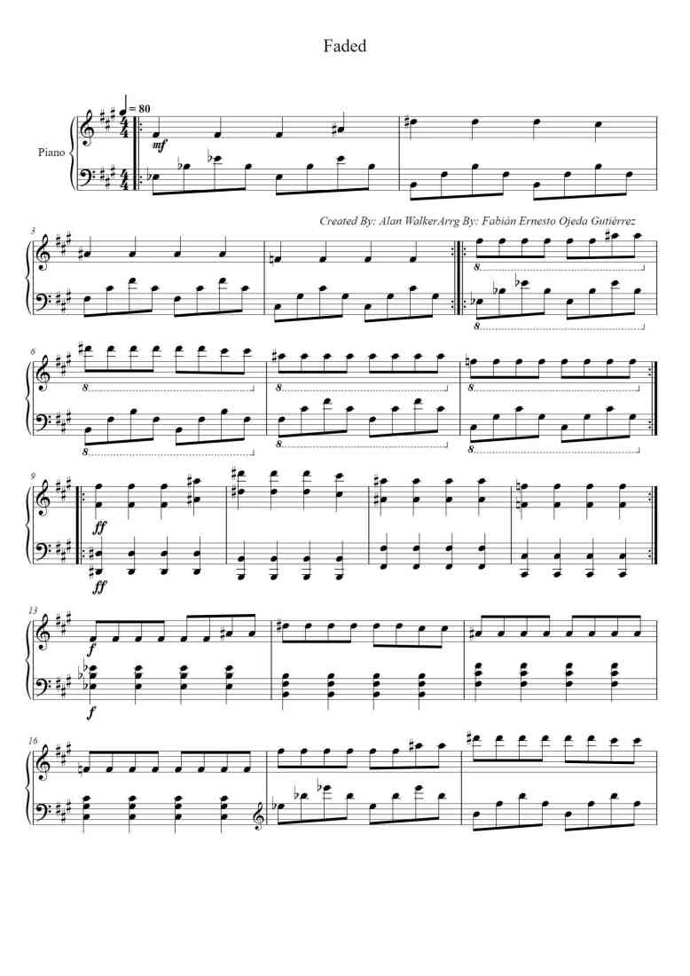 'Faded' - Piano Sheet Music By Alan Walker | TOPiano