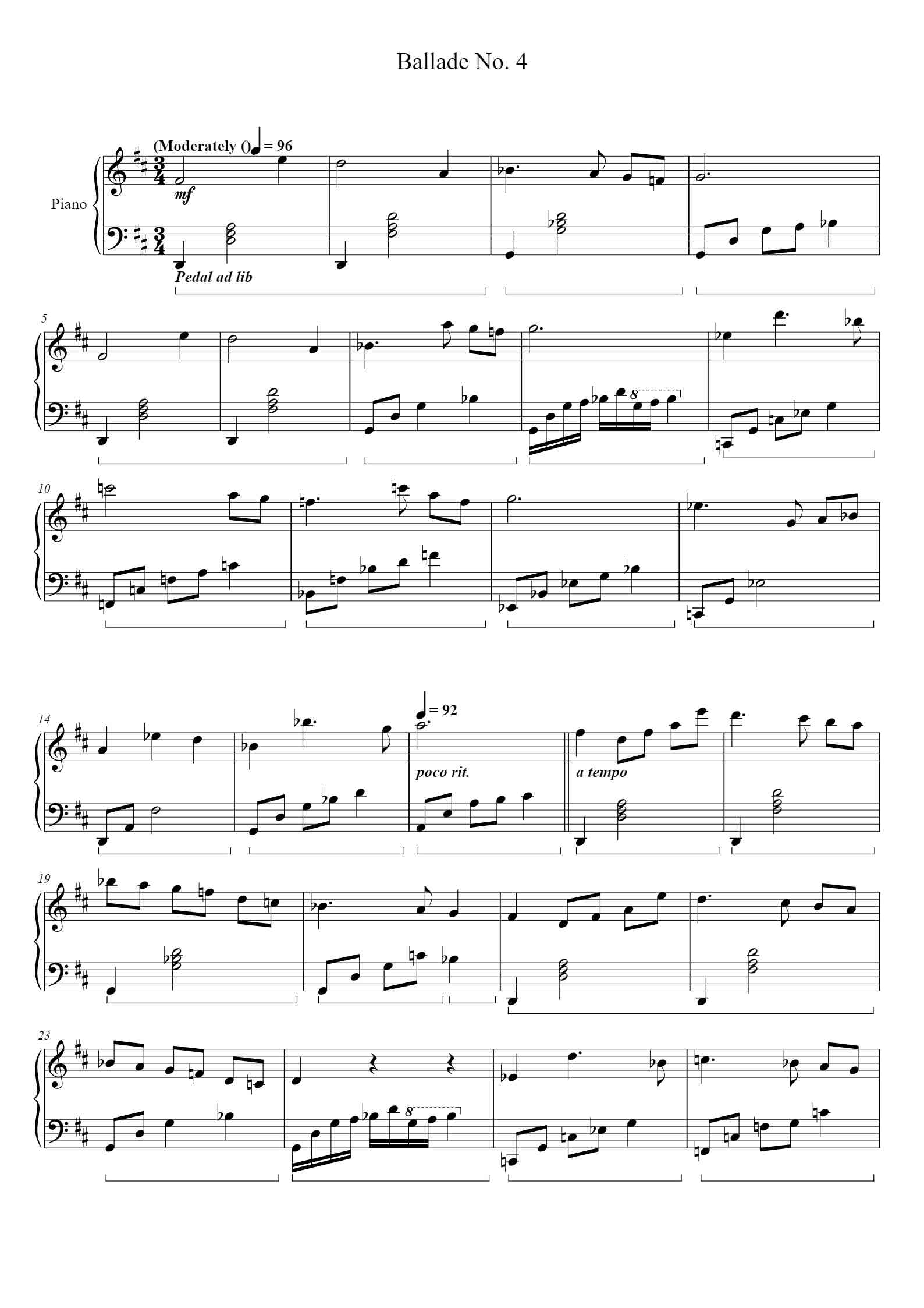 'Ballade No. 4' - Piano Sheet Music By Ronald E. McVey | TOPiano