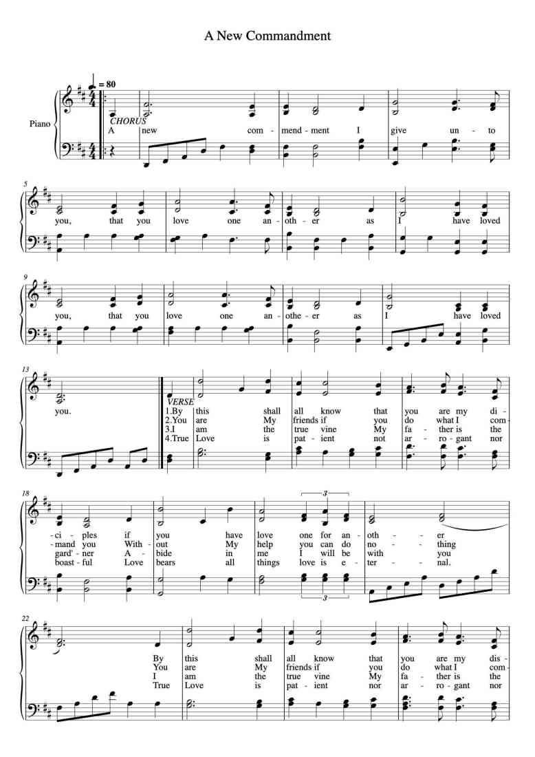 A New Commandment钢琴谱 - Words and Music by Aniceto Nazareth and Andrew Moore - free piano sheet ...