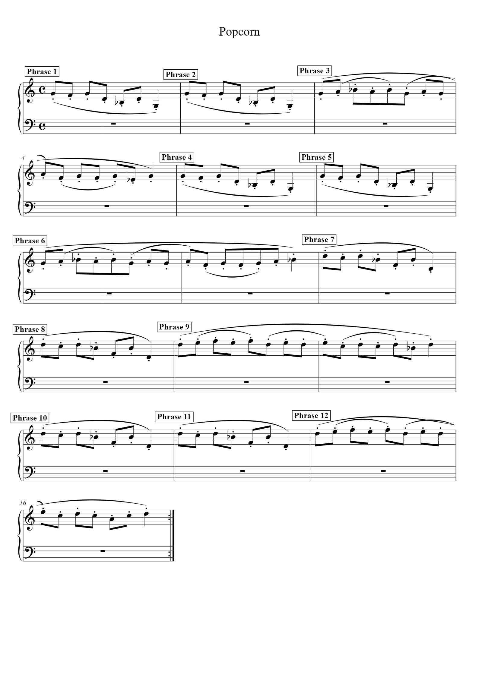 'Popcorn' - Piano Sheet Music By xxx | TOPiano