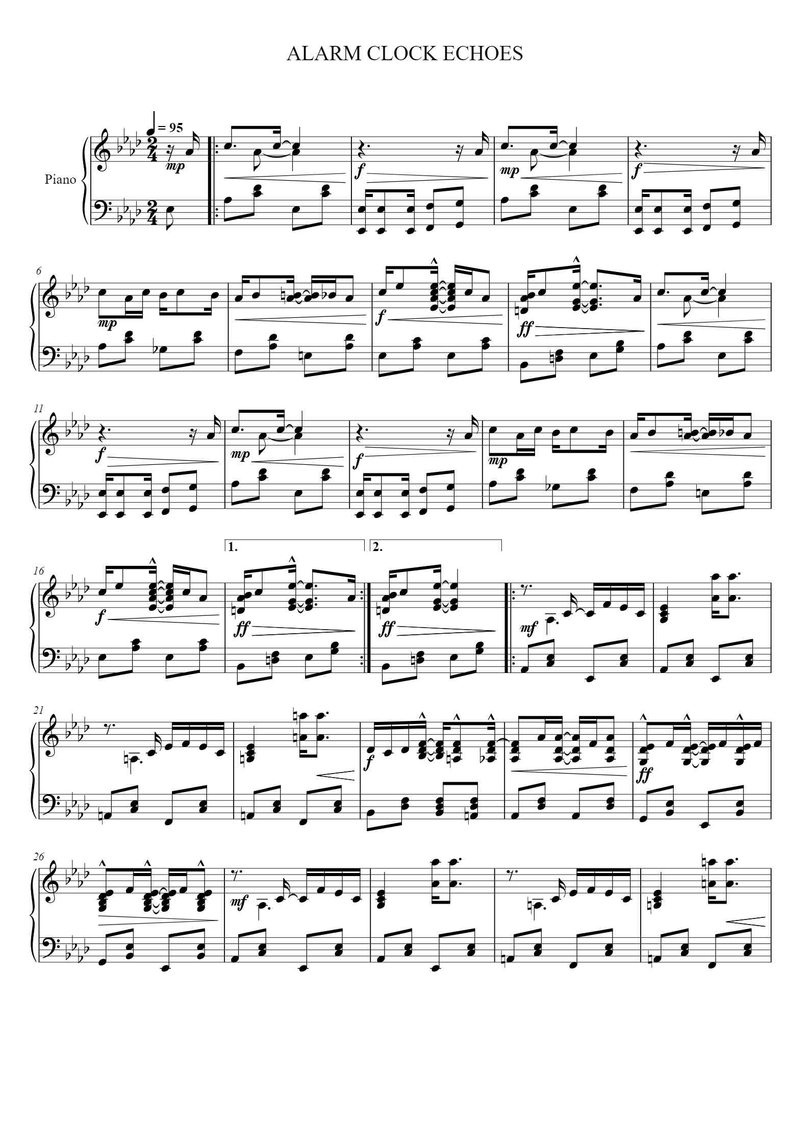 'ALARM CLOCK ECHOES' - Piano Sheet Music By NATHAN G | TOPiano