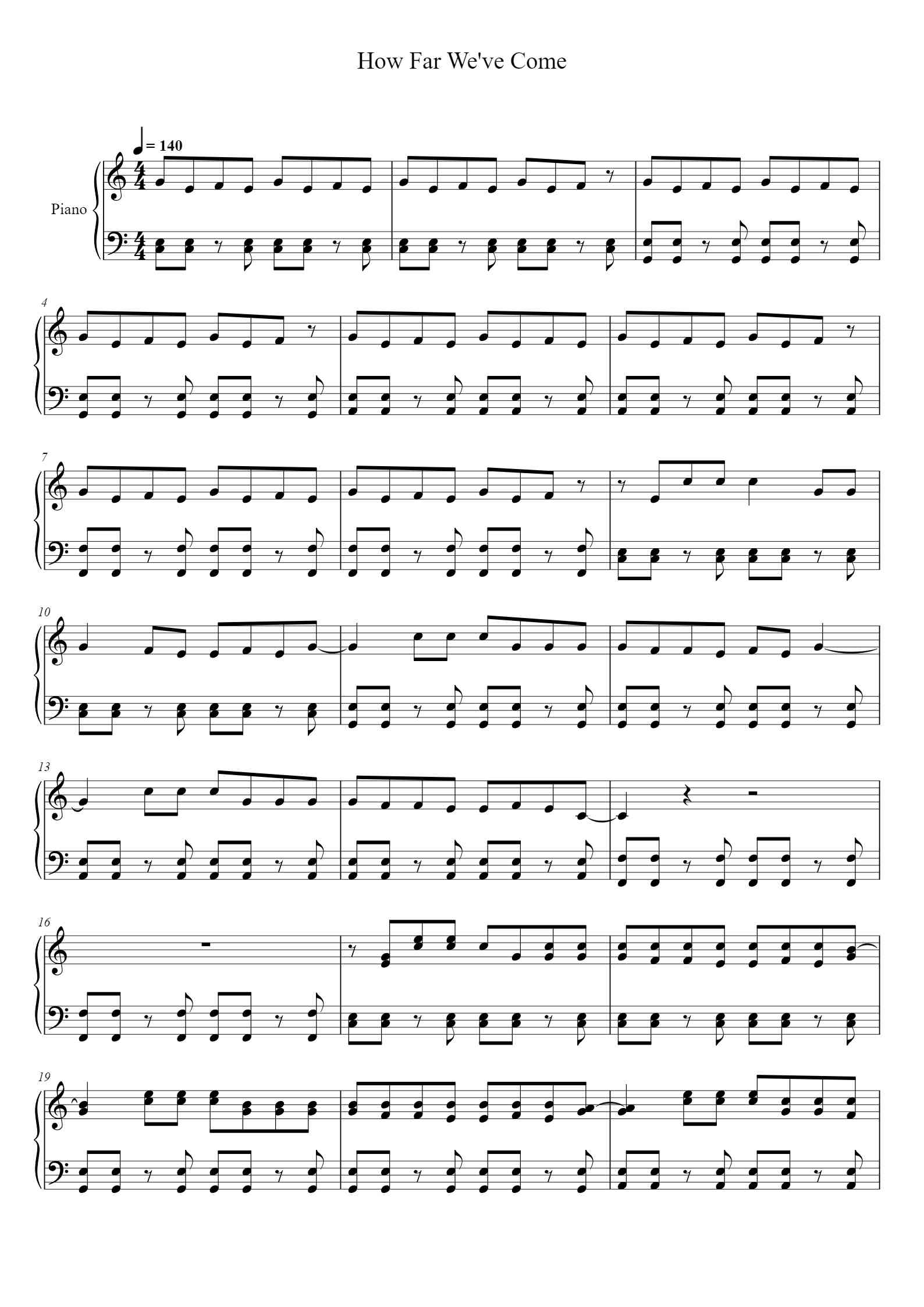 'How Far We've Come' - Piano Sheet Music By Matchbox 20 | TOPiano