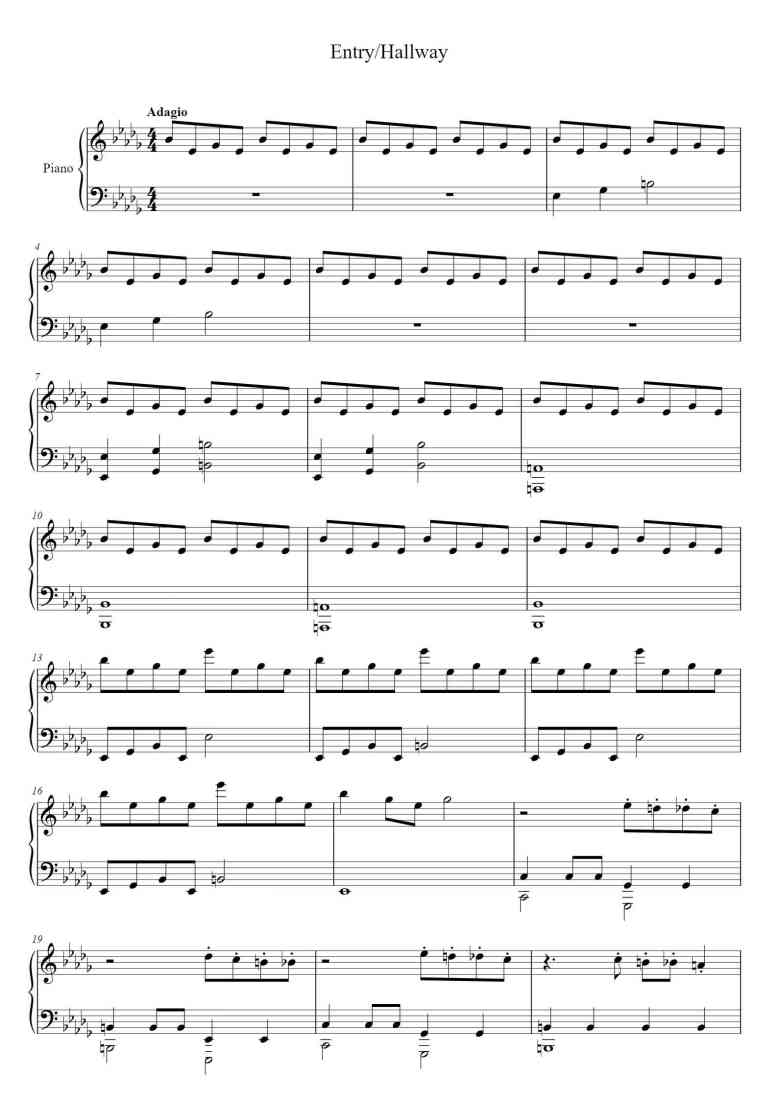 'Entry/Hallway' - Piano Sheet Music By Kevin Manthei | TOPiano